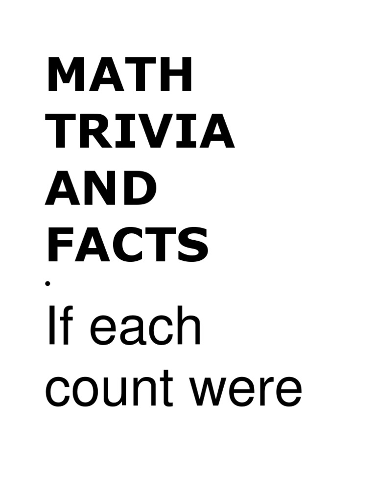 Math Trivia and Facts | PDF | Teaching Methods & Materials
