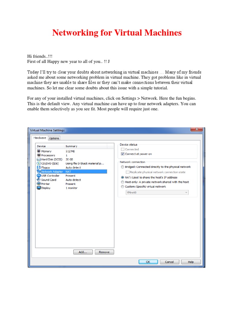 Networking For Virtual Machines | PDF | Ip Address | Computer Network