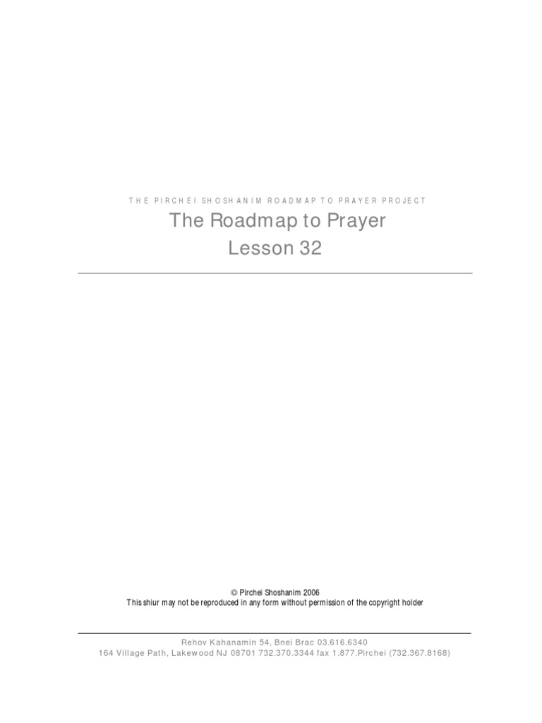 Roadmap To Prayer Lesson 32 | PDF | Jewish Prayer | Jews And Judaism