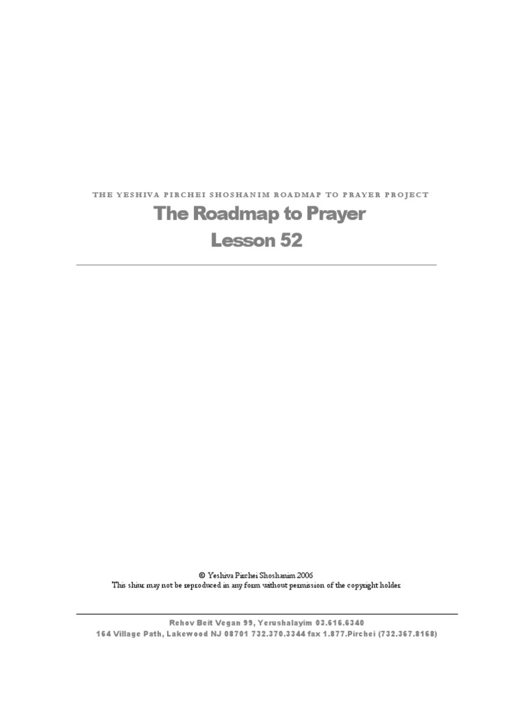 Roadmap To Prayer Lesson 52 | PDF | Jewish Prayer | Yom Kippur