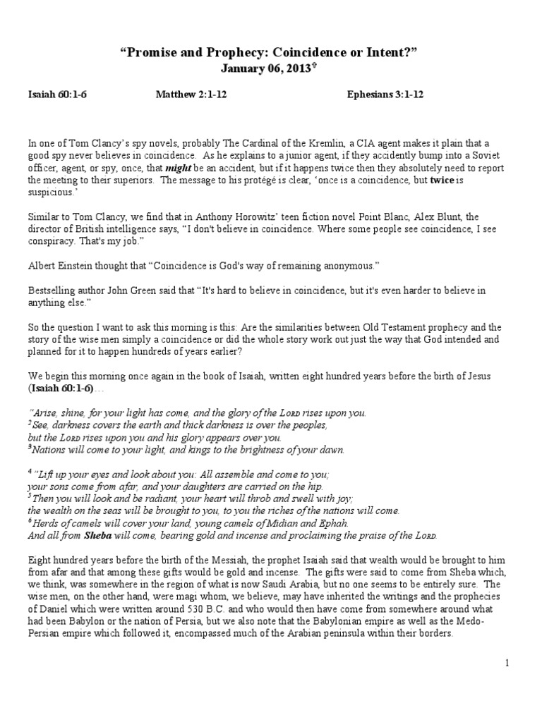Prophecy and Coincidence in Scripture | PDF | Biblical Magi | Jesus