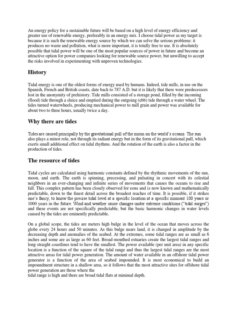 Tidal Energy History | PDF | Tide | Physical Universe