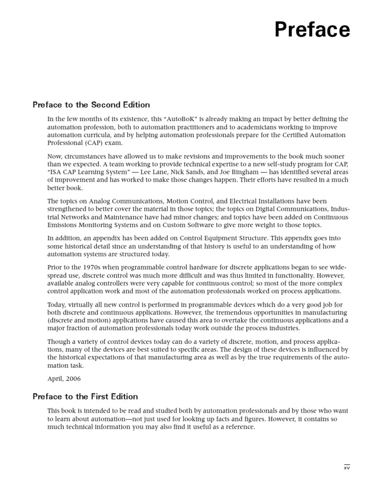 Preface: Preface To The Second Edition | PDF | Automation | Science And ...