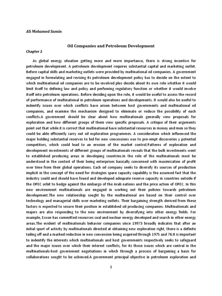 Oil Companies and Petroleum Development: Ali Mohamed Samin | PDF | Opec ...