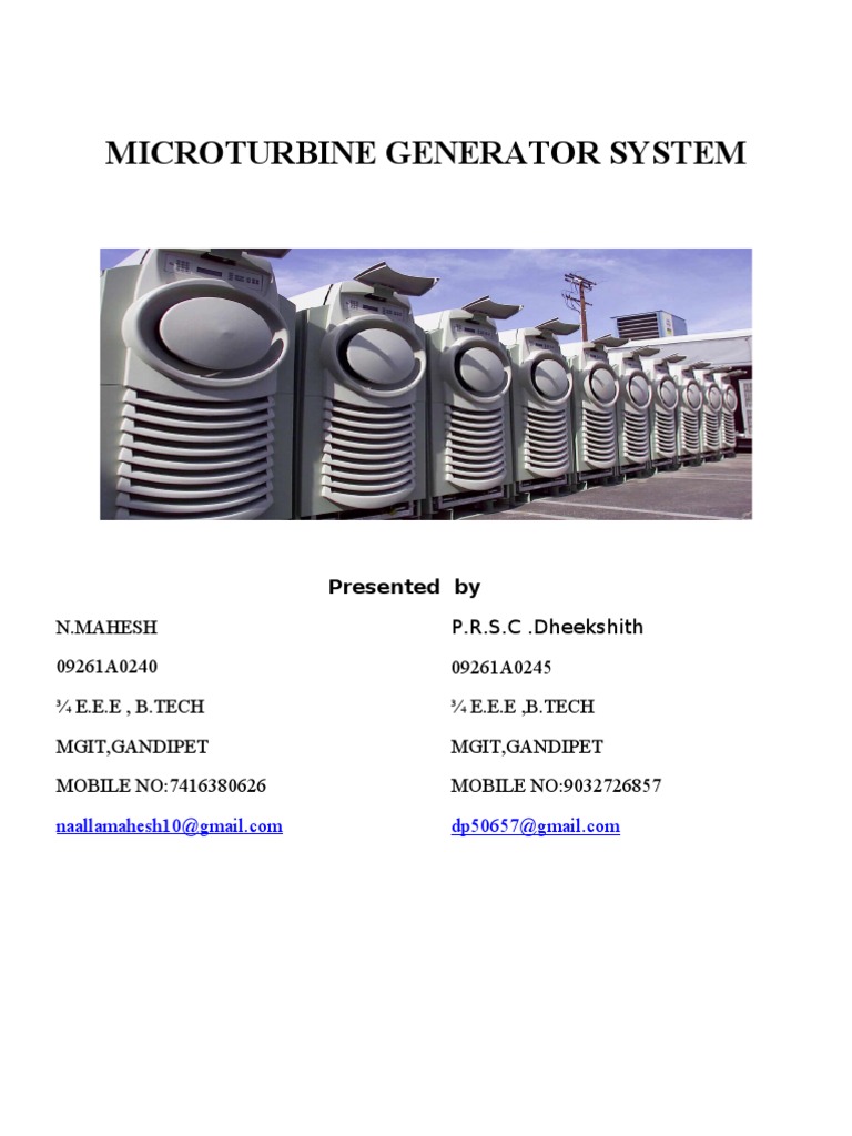 Microturbine Generator Efficiency Overview | PDF | Gas Turbine ...