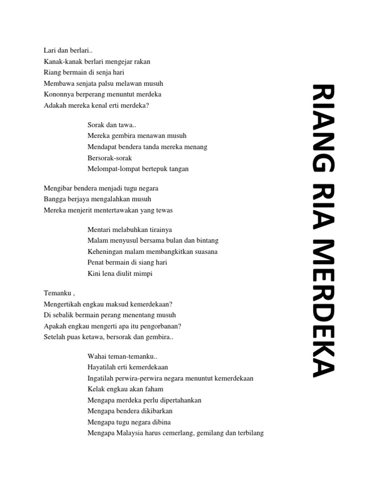 sajak merdeka kanak-kanak - Piers Ross