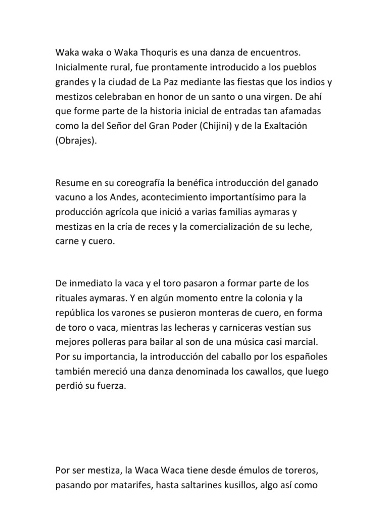 Waca Waca | PDF | Vacas | Bailes