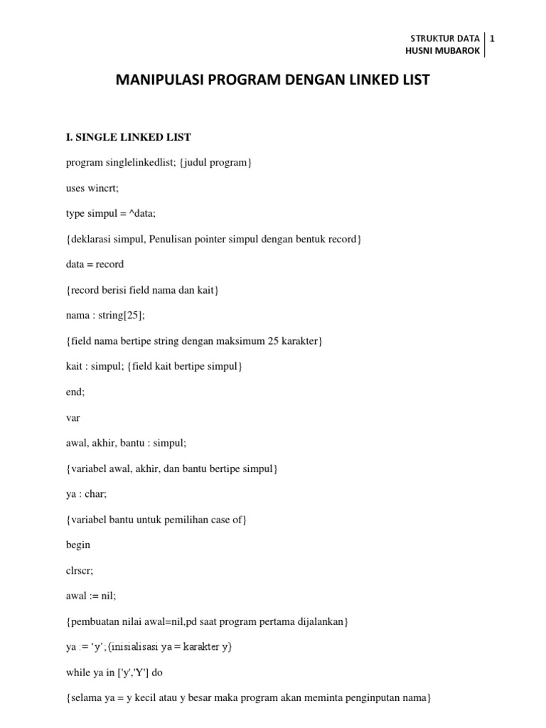 Manipulasi Program Dengan Linked List | PDF