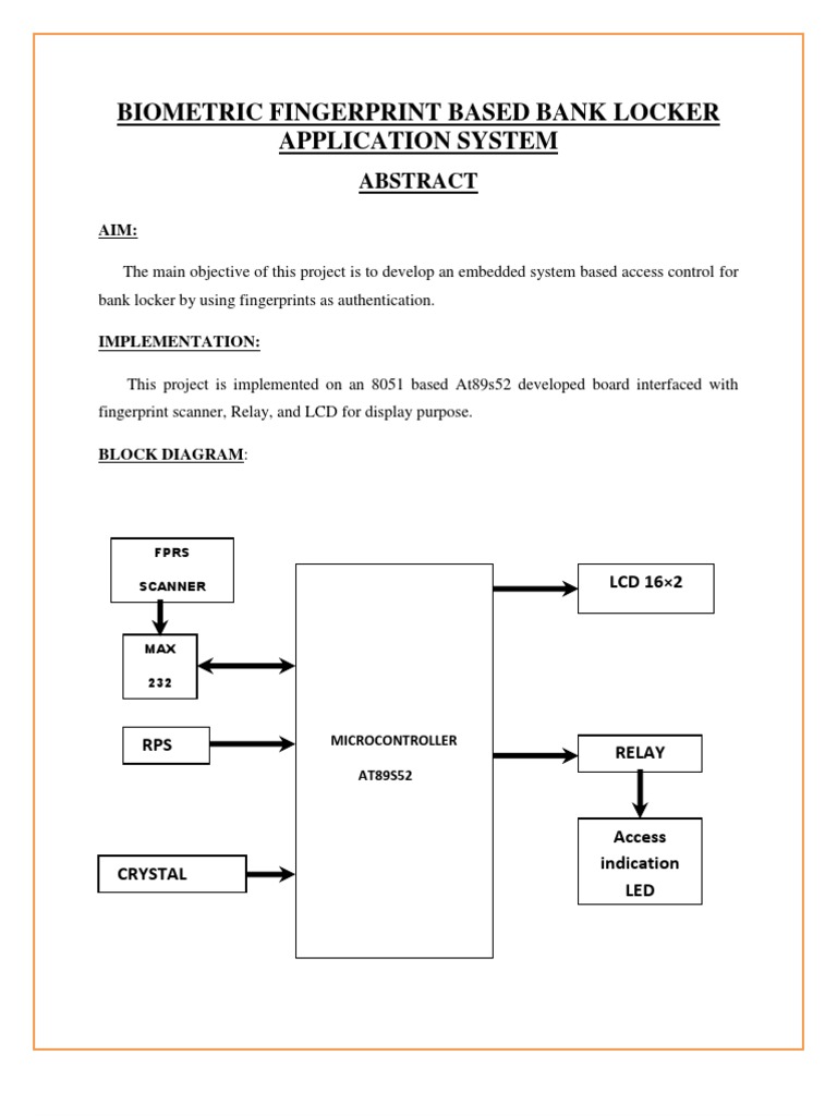 Biometric Fingerprint Bank Locker System | PDF