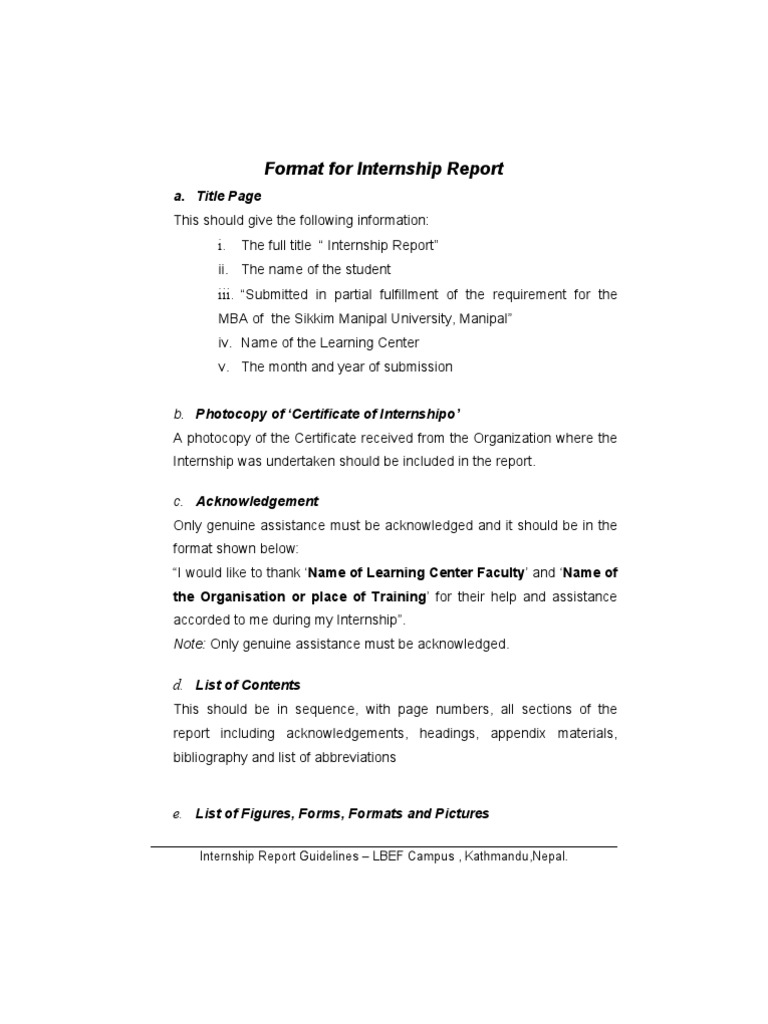 Format For Internship Report: I. III | PDF | Internship | Job Hunting
