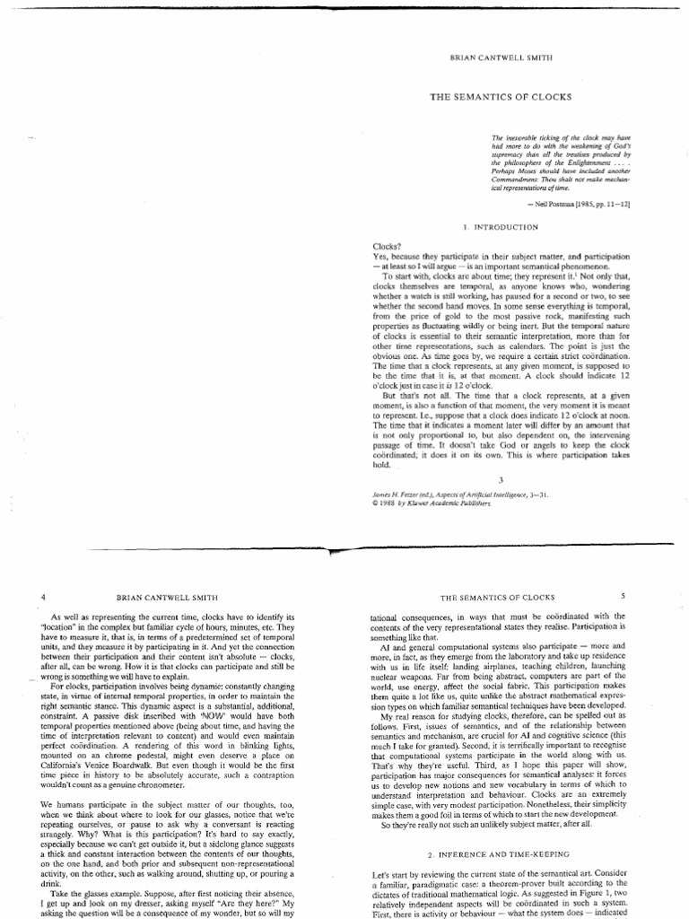 The Semantics of Clocks | PDF | Interpretation (Logic) | Semantics