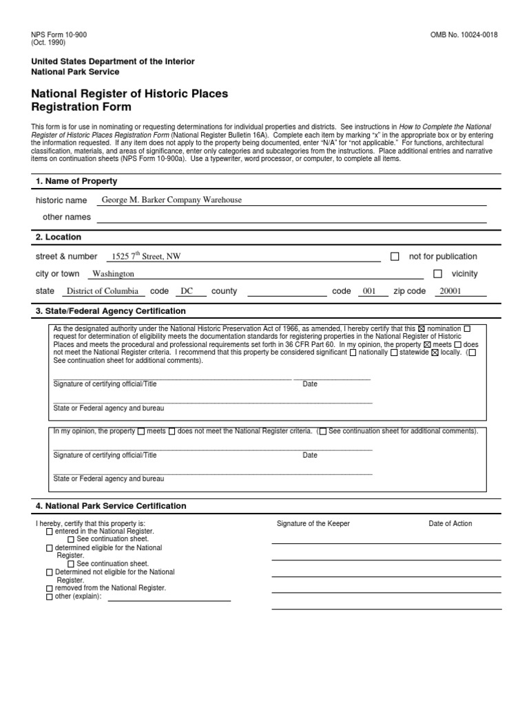 National Register of Historic Places Registration Form: United States ...