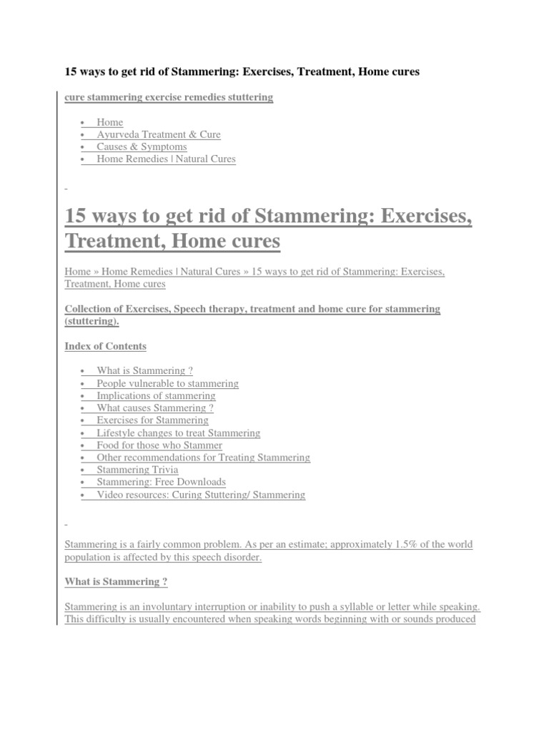 15 Ways To Get Rid of Stammering | PDF | Stuttering | Psychotherapy