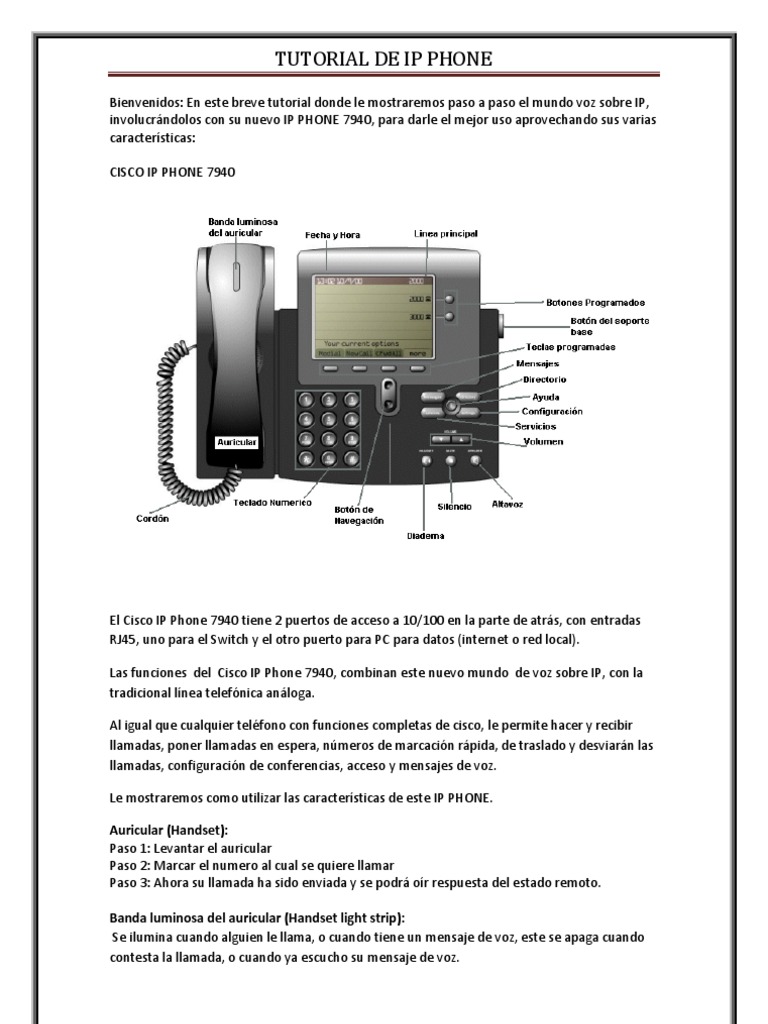 Tutorial Phone Cisco 7490 | PDF | Teléfono | Teclado