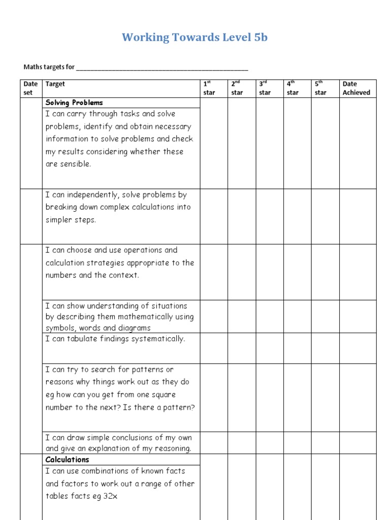 Working Towards Level 5b | PDF | Numbers | Shape
