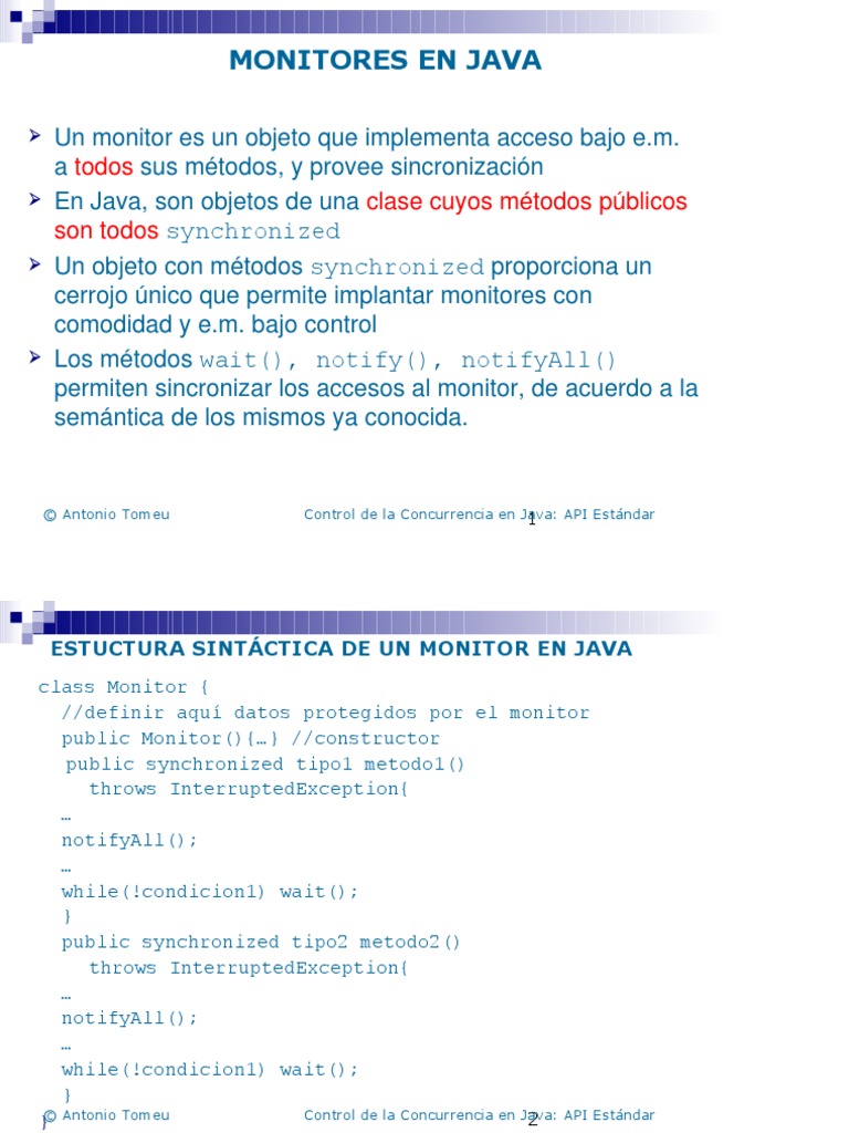Monitores En Java Pdf Java Lenguaje De Programación Hilo