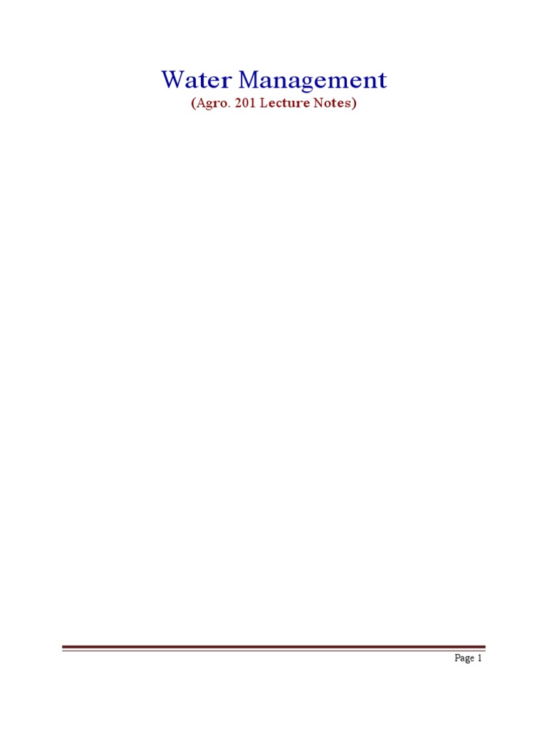 Water Management | PDF | Water Resources | Soil