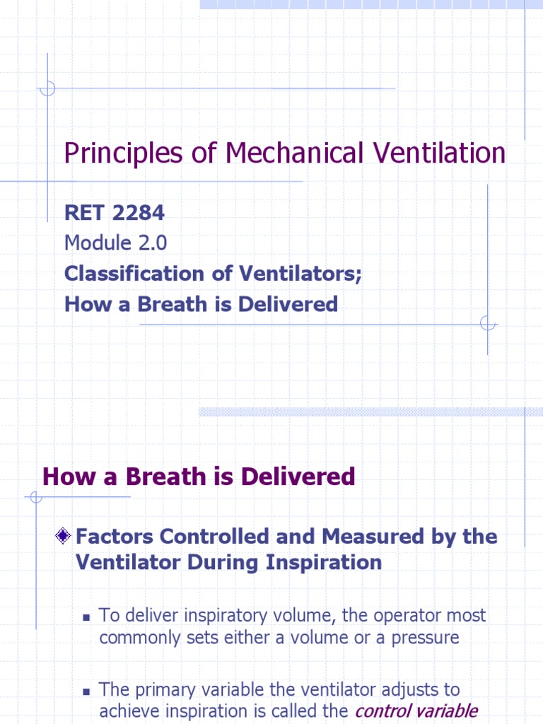 Principles of Mechanical Ventilation: RET 2284 Classification of ...