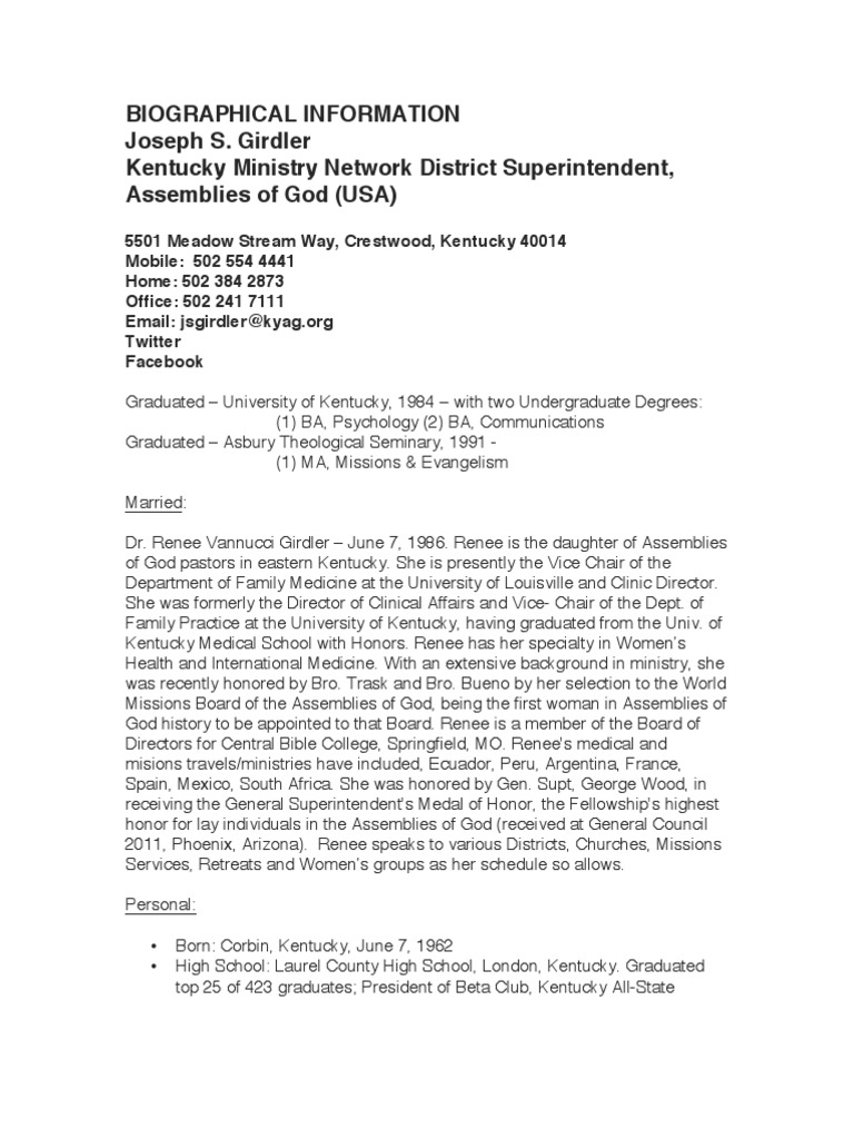 Superintendant Joseph S. Girdler Bio | Born Again | Baptism