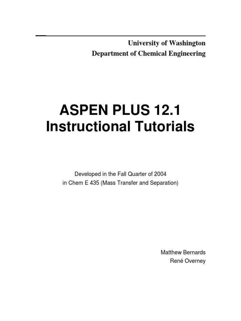 Aspen Plus 12 Manual Pdf _ Aspen Plus Instructional Tutorial – OQWCDG