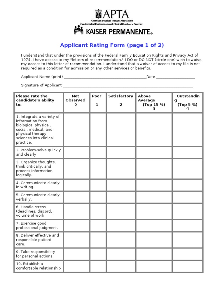 Applicant Rating and Recommendation Form | PDF | Career & Growth | Business
