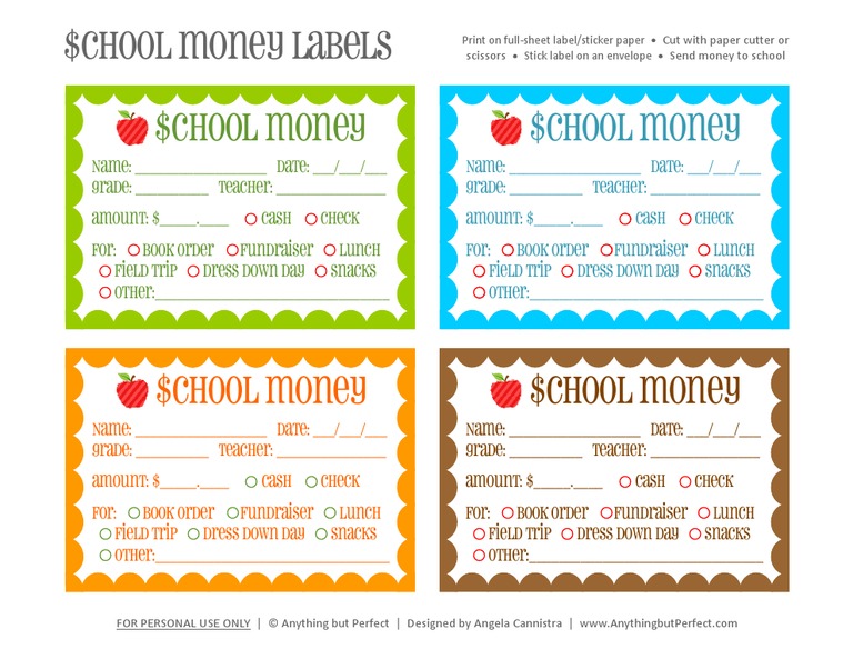 School Money Labels Abp | PDF