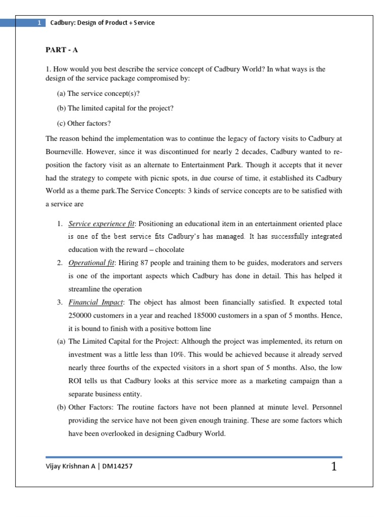 Cadbury World Service Design Analysis | PDF | Return On Investment ...