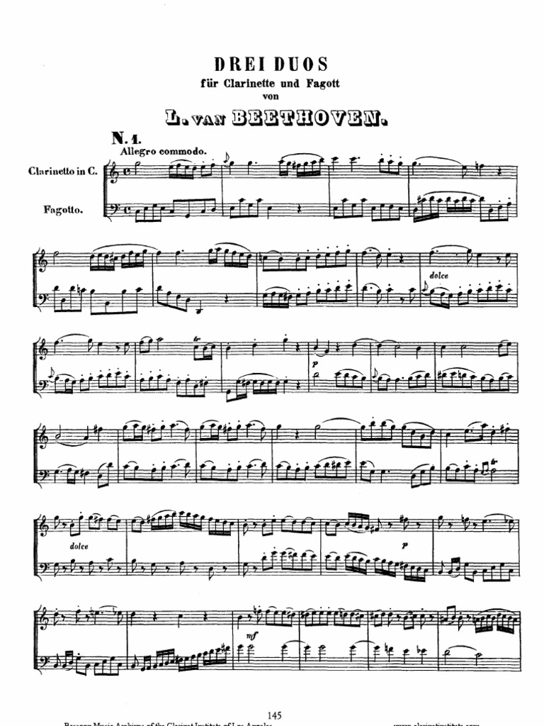 Beethoven Bassoon and Clarinet Duets | PDF