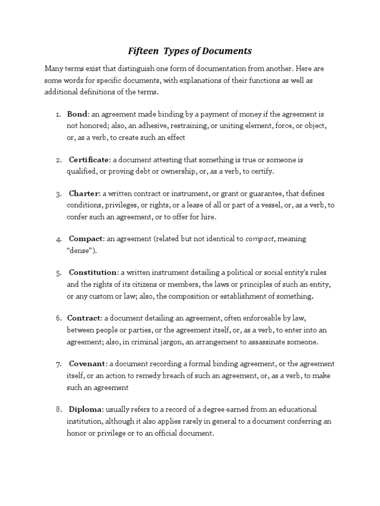 15 Types of Documents | PDF | Guarantee | Private Law