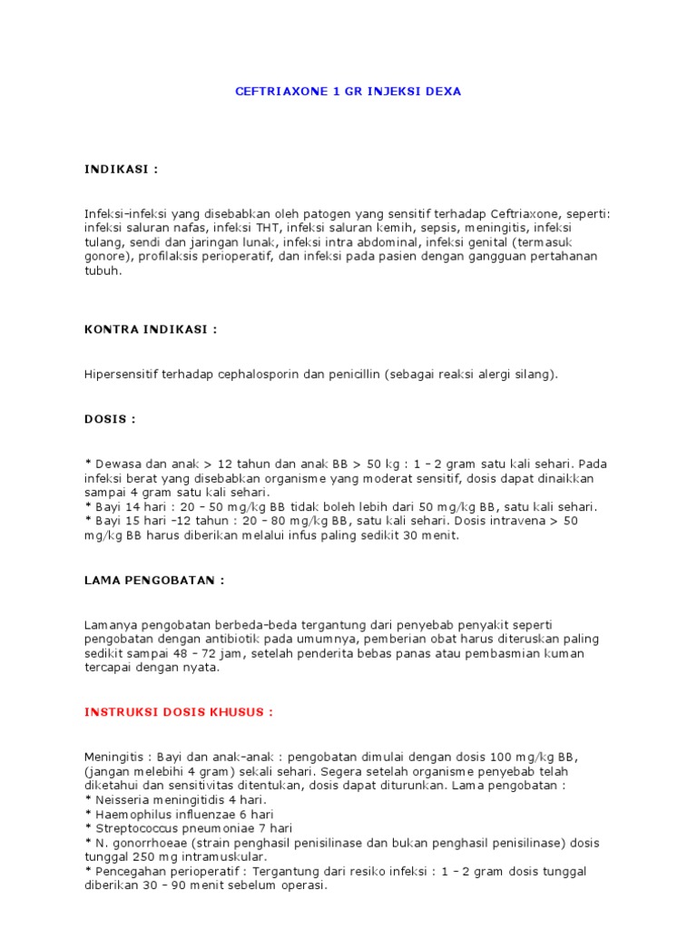 Ceftriaxone 1 GR Injeksi Dexa | PDF