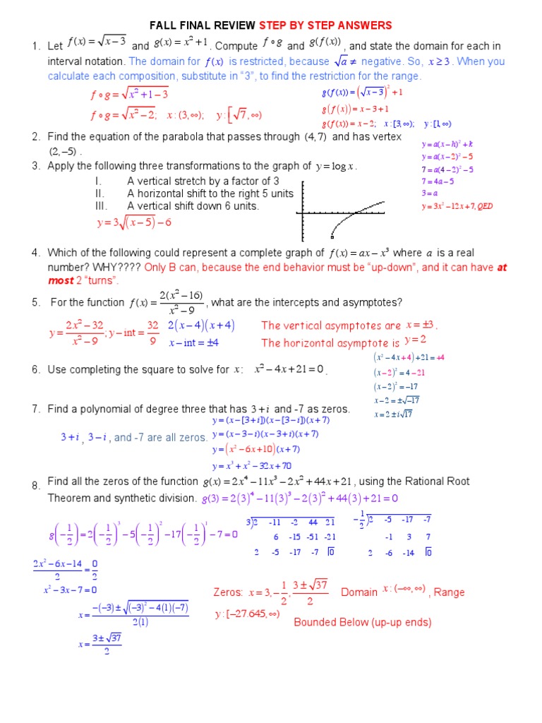 Pre Calculus Study Review | PDF | Zero Of A Function | Asymptote