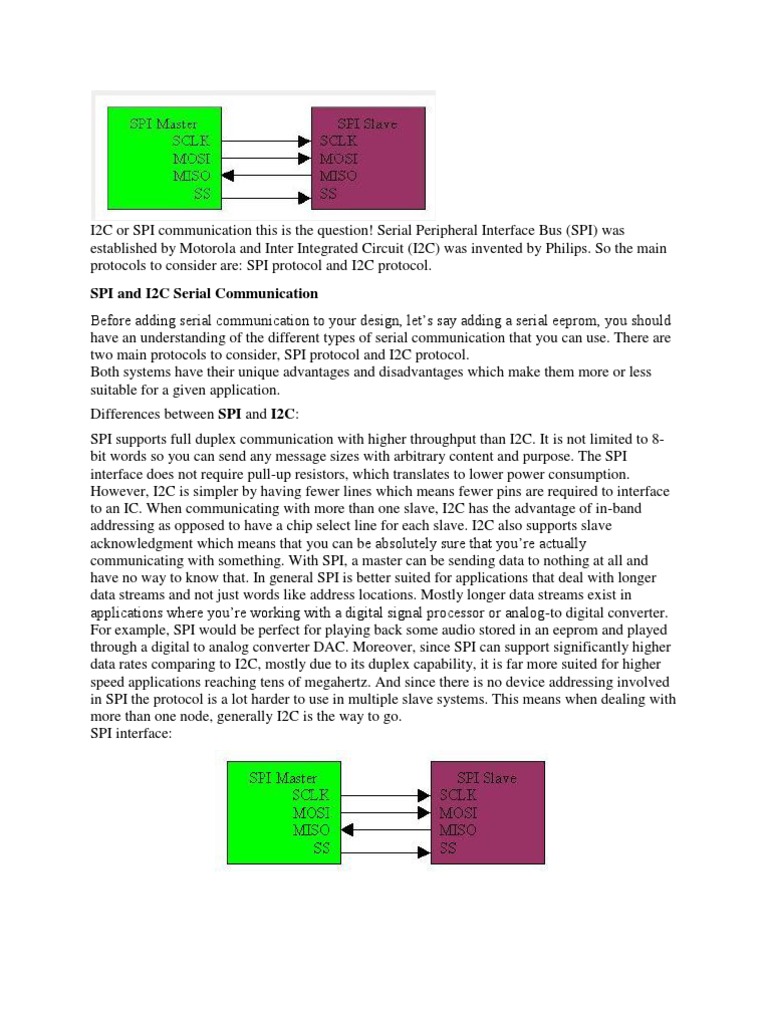 Difference Between I2c and Spi | PDF | Digital Electronics ...