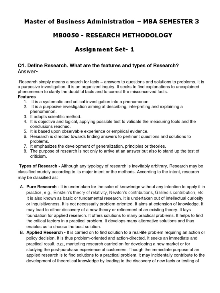 Master of Business Administration - MBA SEMESTER 3 Mb0050 - Research ...