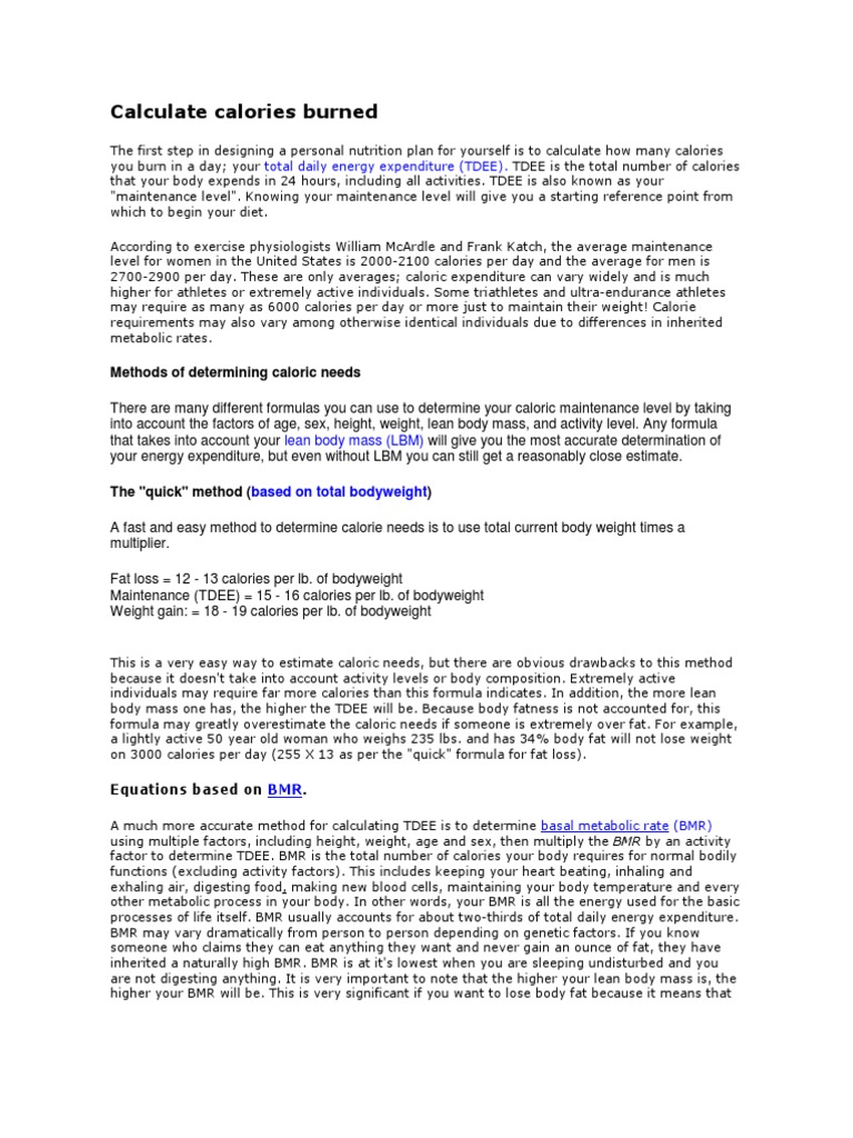 Calories Burned | PDF | Dieting | Weight Loss