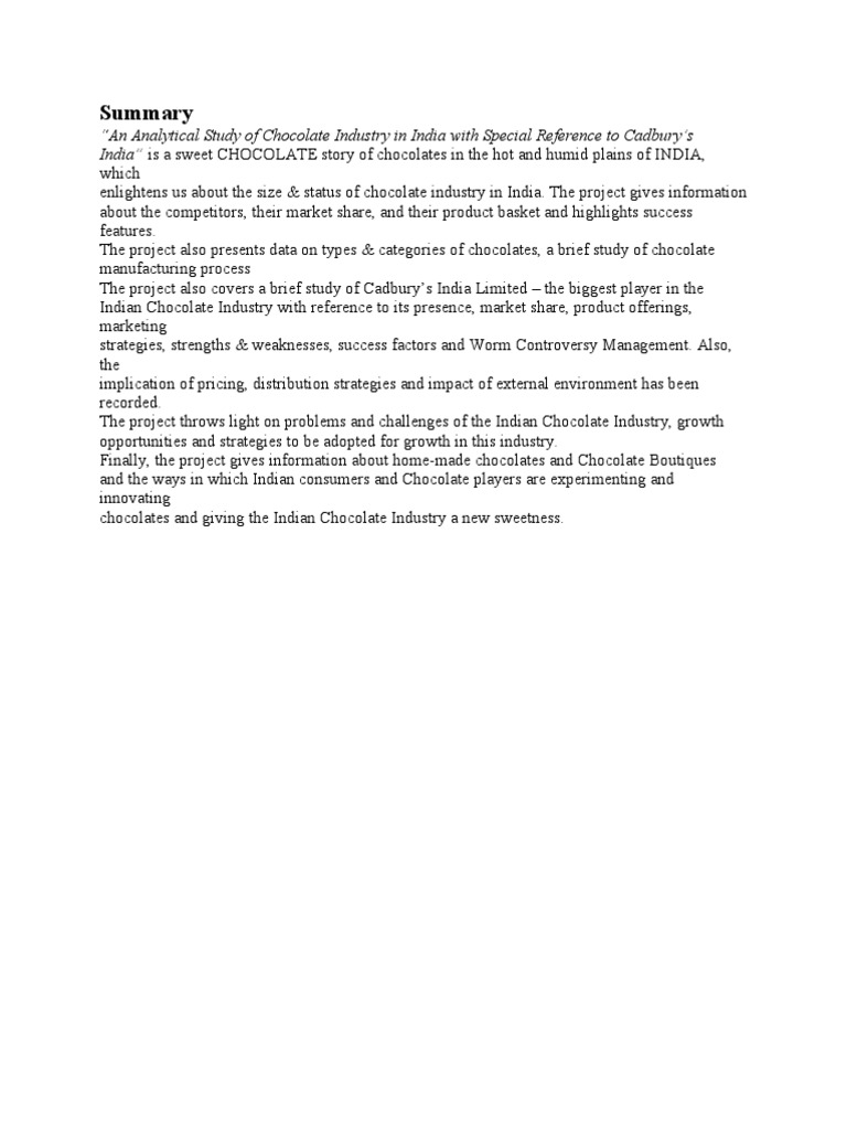 Project Report On Chocolate | PDF | Chocolate | Nestlé
