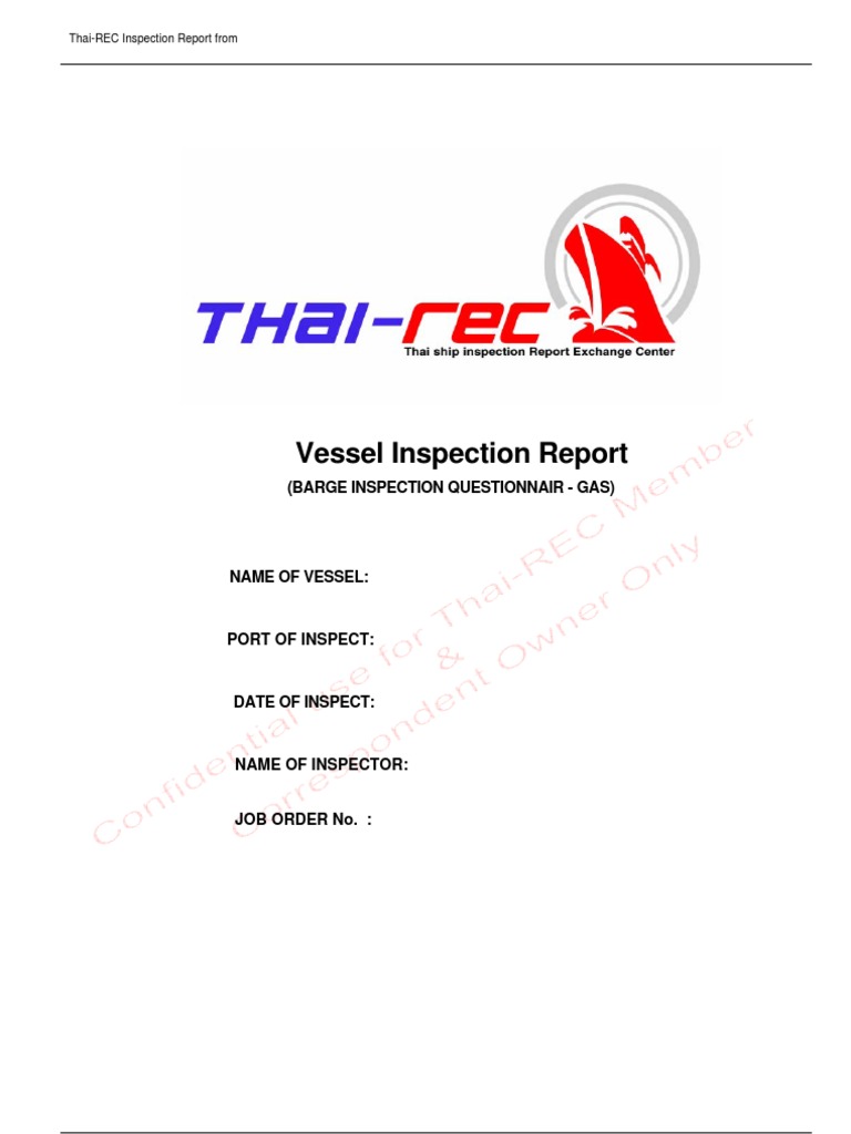 ThaiREC Checklist-Barge Inspection Questionnaire Gas | PDF | Oil Tanker ...