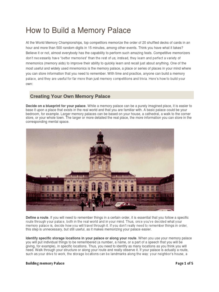 Build Your Own Memory Palace Guide | PDF | Memory