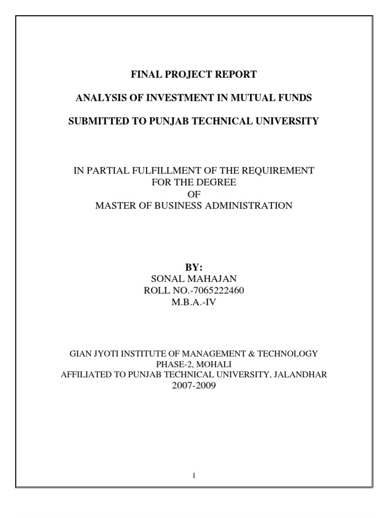 Mutual Fund Investment Analysis Report | PDF