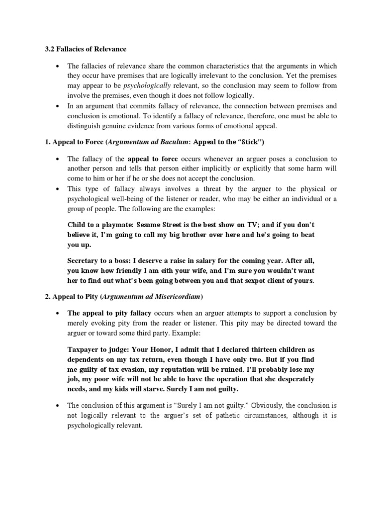 Fallacy of Relevance | Fallacy | Argument