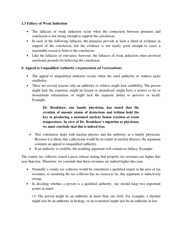 Fallacy of Weak Induction | PDF | Fallacy | Inductive Reasoning