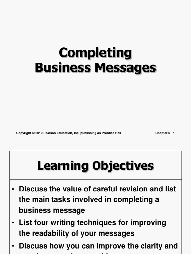 Completing Business Messages: Chapter 6 - 1 | PDF | Sentence ...