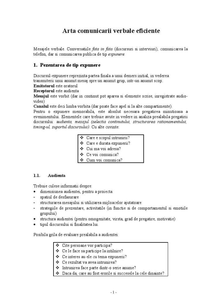 Arta Comunicarii Eficiente | PDF