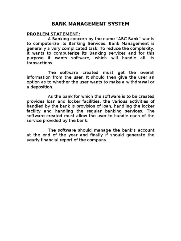 Bank Management System | Download Free PDF | Databases | Debits And Credits