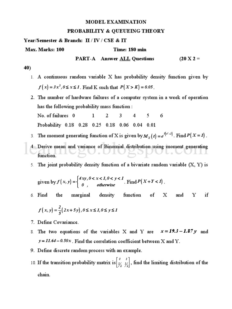 PQT | PDF | Probability Density Function | Markov Chain