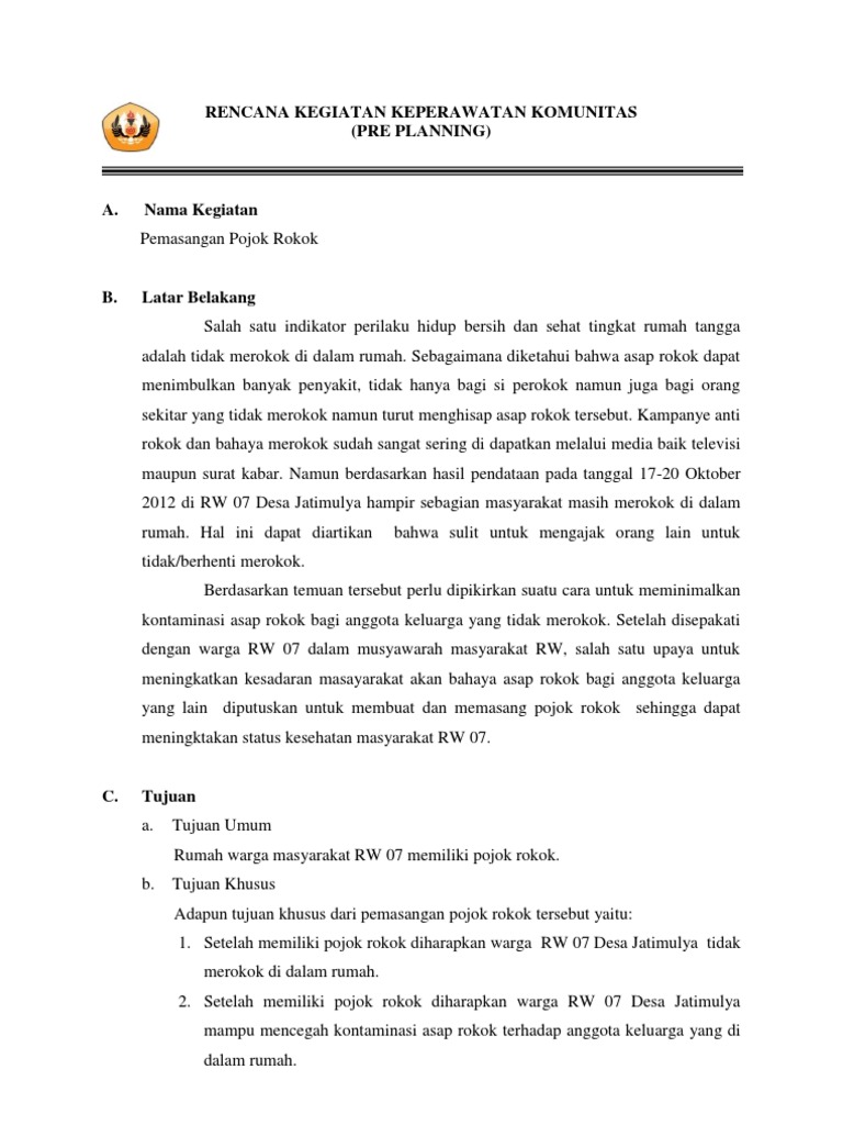 Pemasangan Pojok Rokok di RW 07 | PDF