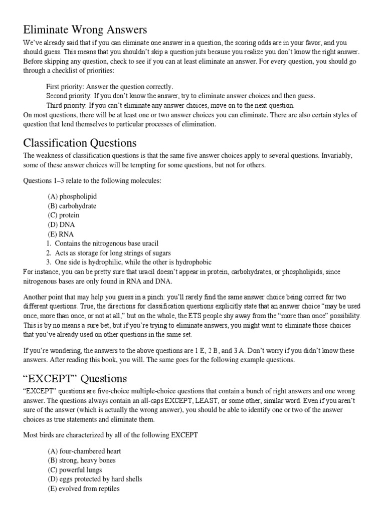 SAT Strategies | PDF | Birds | Multiple Choice