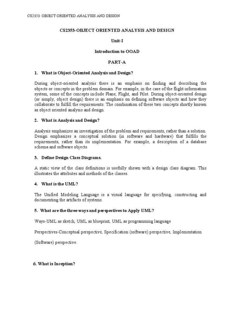 Ooad Question Bank | PDF | Conceptual Model | Class (Computer Programming)