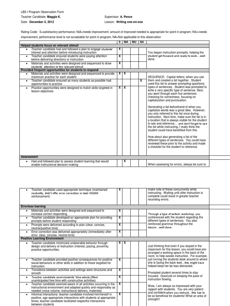 Observation Write-Up | PDF | Teachers | Reinforcement