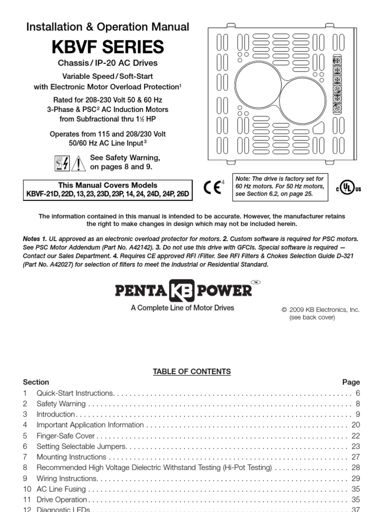 KBVF AC Drive Series (Models 21-26) Manual | PDF | Mains Electricity ...