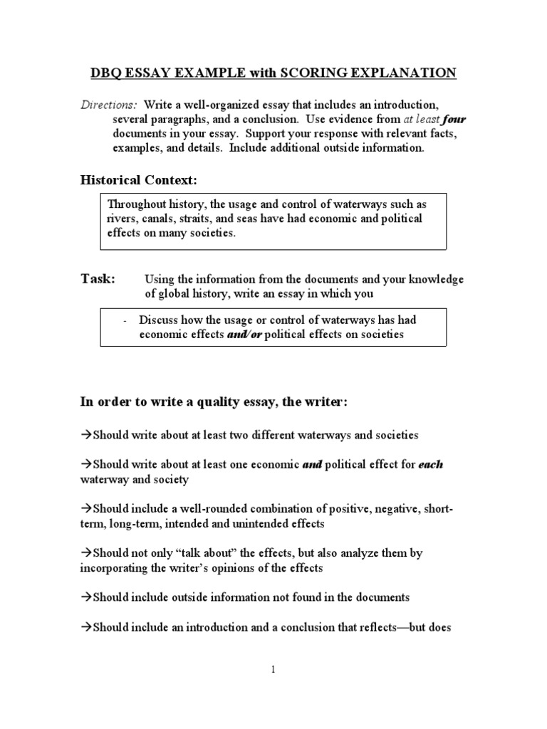 DBQ Essay Example With Scoring Explanation | PDF | Sea | Egypt